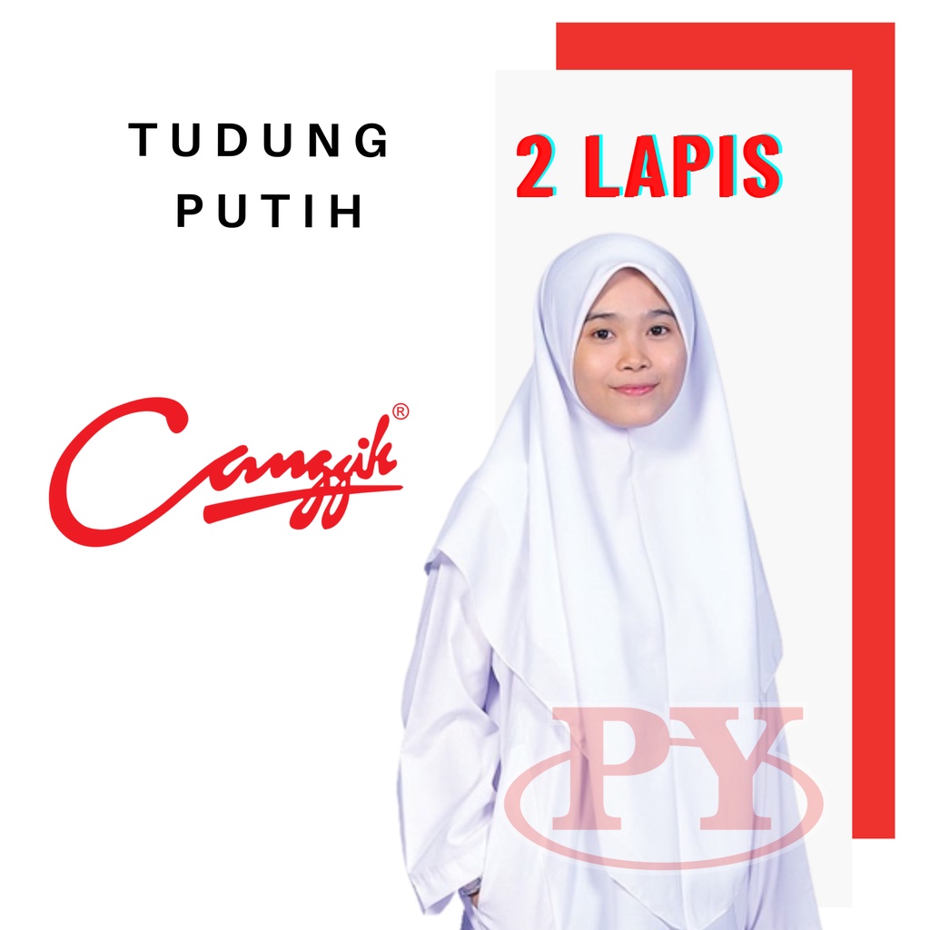KT2002 - ORIGINAL BAJU SEKOLAH JENAMA CANGGIH - TUDUNG DUA LAPIS PUTIH | Shopee Malaysia