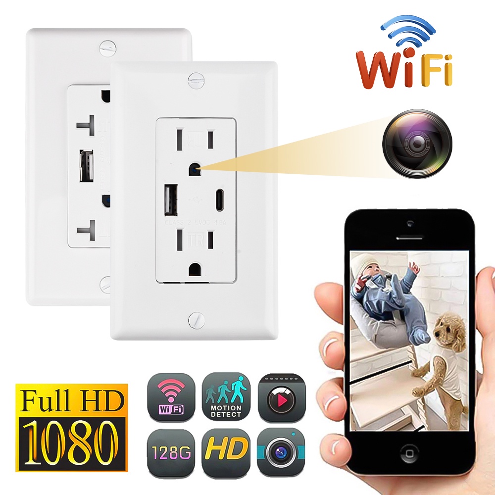 Wireless WiFi Socket Security Camera Smart Home Dome Hidden Cameras ...