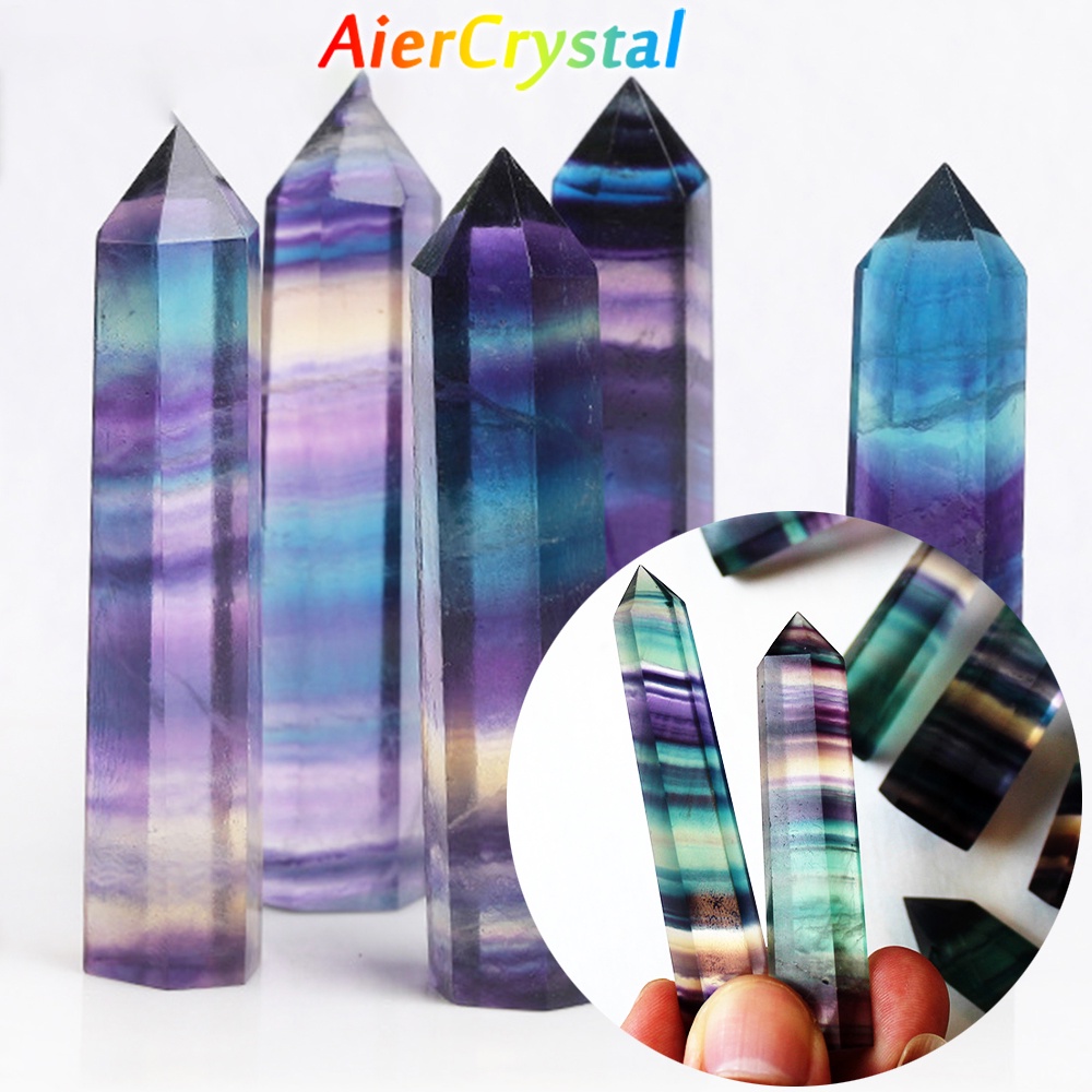 Natural Colorful Fluorite Obelisk Crystal Healing Stone Natural Quartz ...