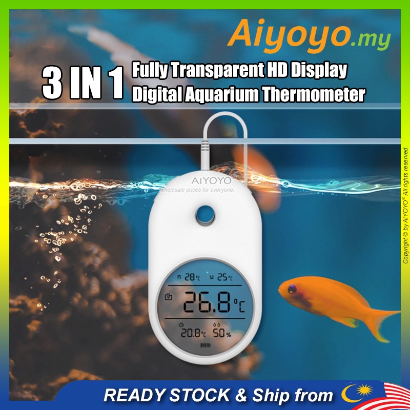 Aquarium Thermometer Fish Tank LCD Digital Temperature Measuring Tool ...