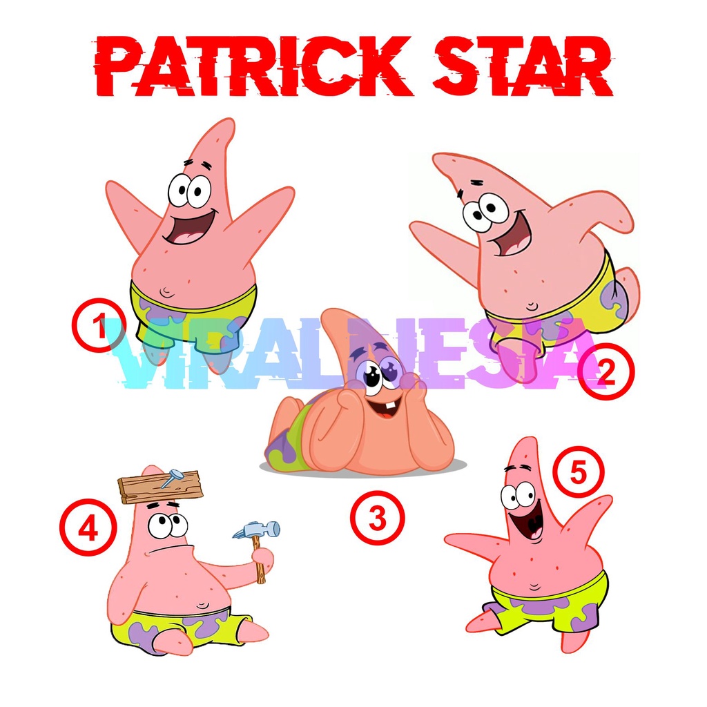 Patrick Star Spongebob Iron-On Screen Printing - Viralnesia | Shopee ...