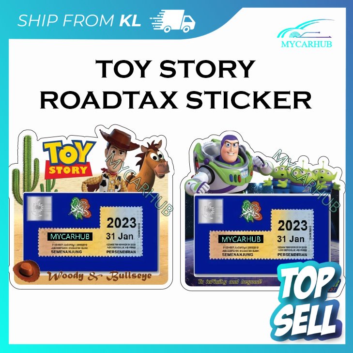 Toy Story Roadtax Sticker Woody Cowboy Buzz Lightyear - 2 Designs ...