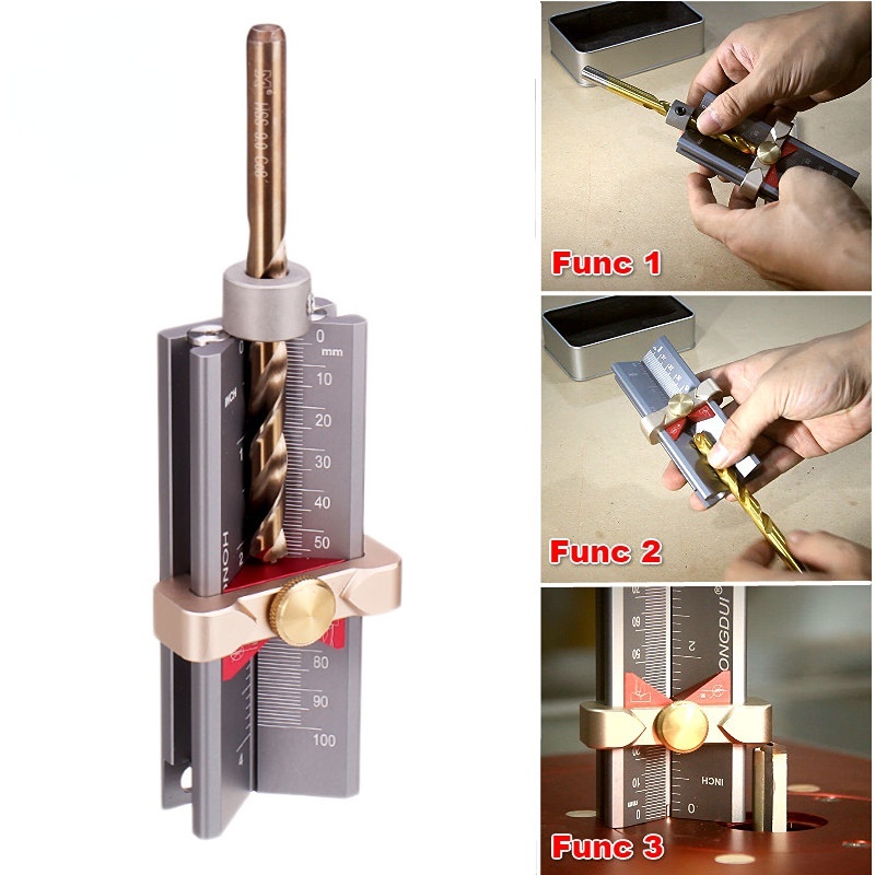 3 In 1 Measuring Gauge Drill Depth Gauge Drill Stop Measure and Drill ...