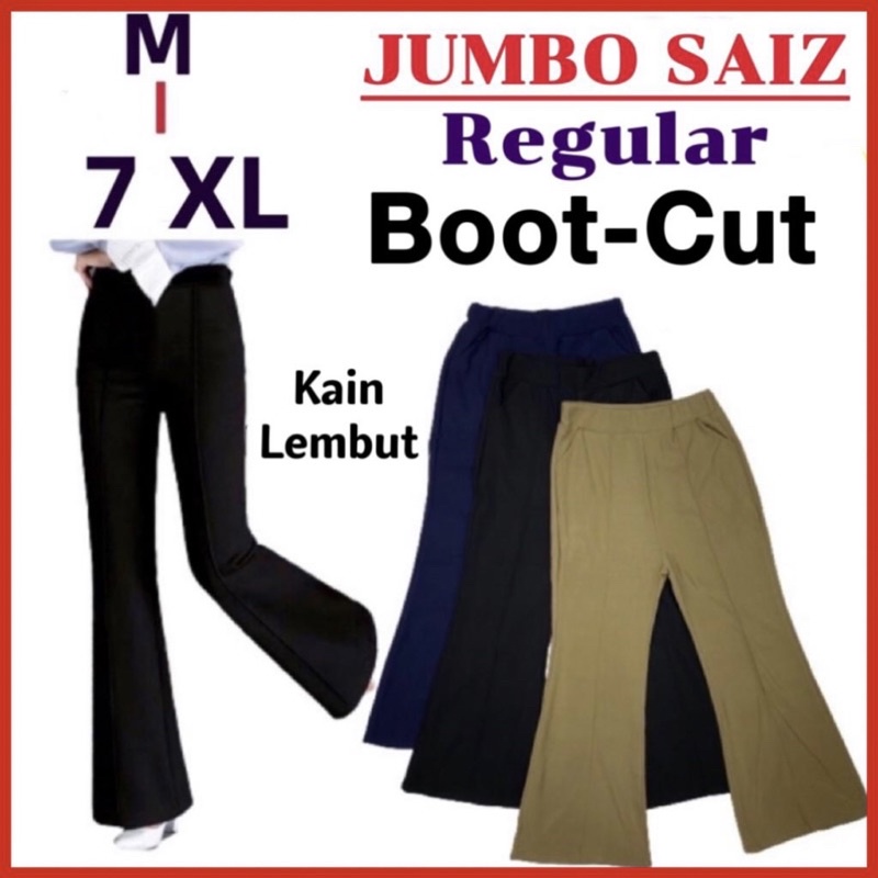 SELUAR SLEK WANITA JUMBO SIZE 1182# BERTULANG BOOTCUT SLACK PANTS WOMEN ...