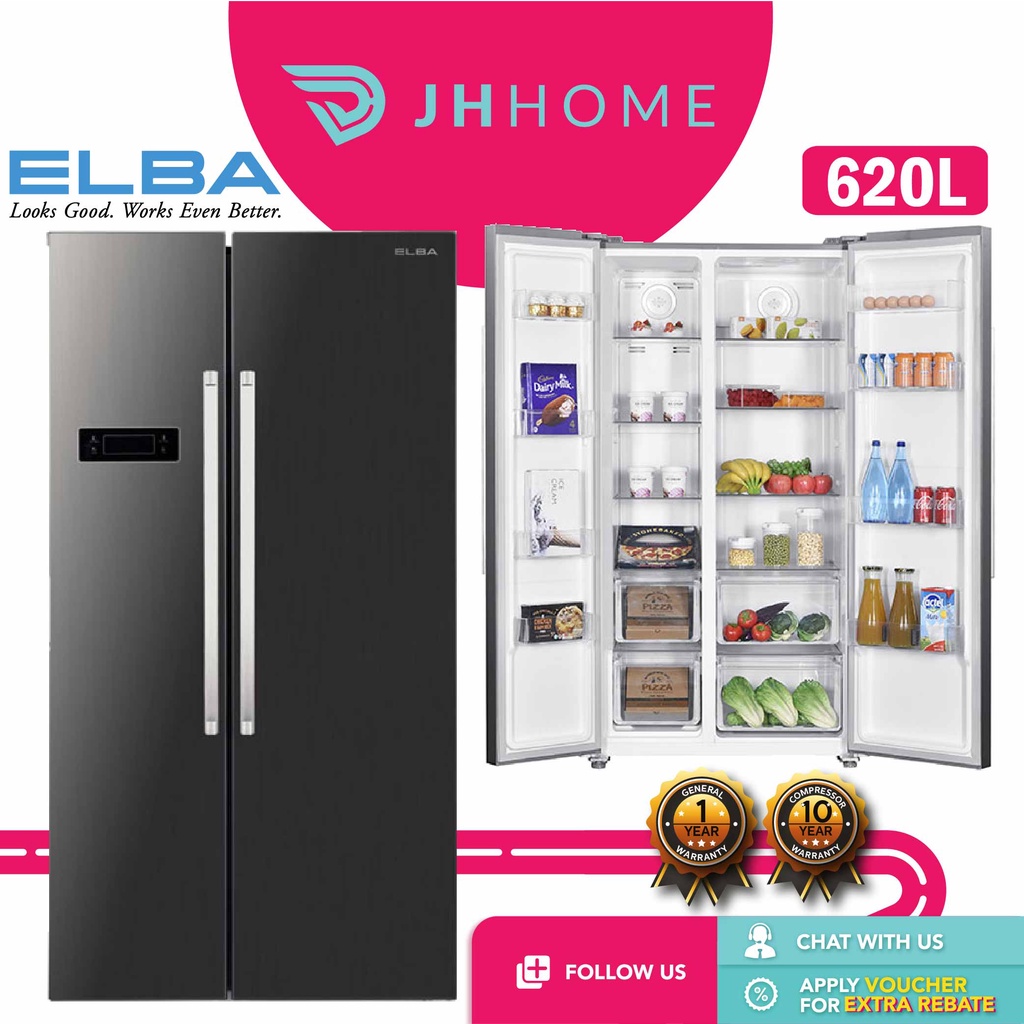 Elba 620L Inverter Side By Side Refrigerator ESR-K6260D(SV) | Movable ...