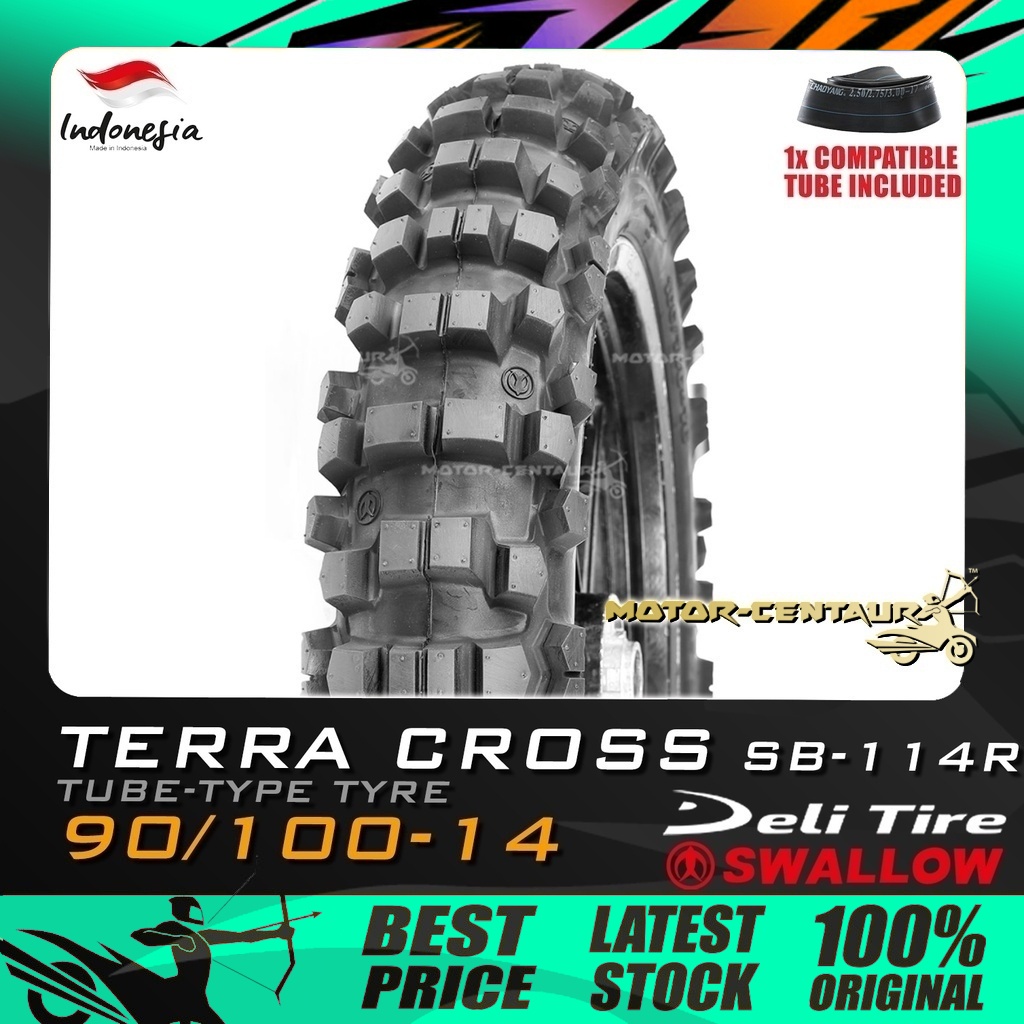 KOMBO TAYAR DELI/SWALLOW TYRE SB-114R TERRA CROSS 90/100-14 WITH FKR TUBE (MOTO CROSS) | Shopee ...