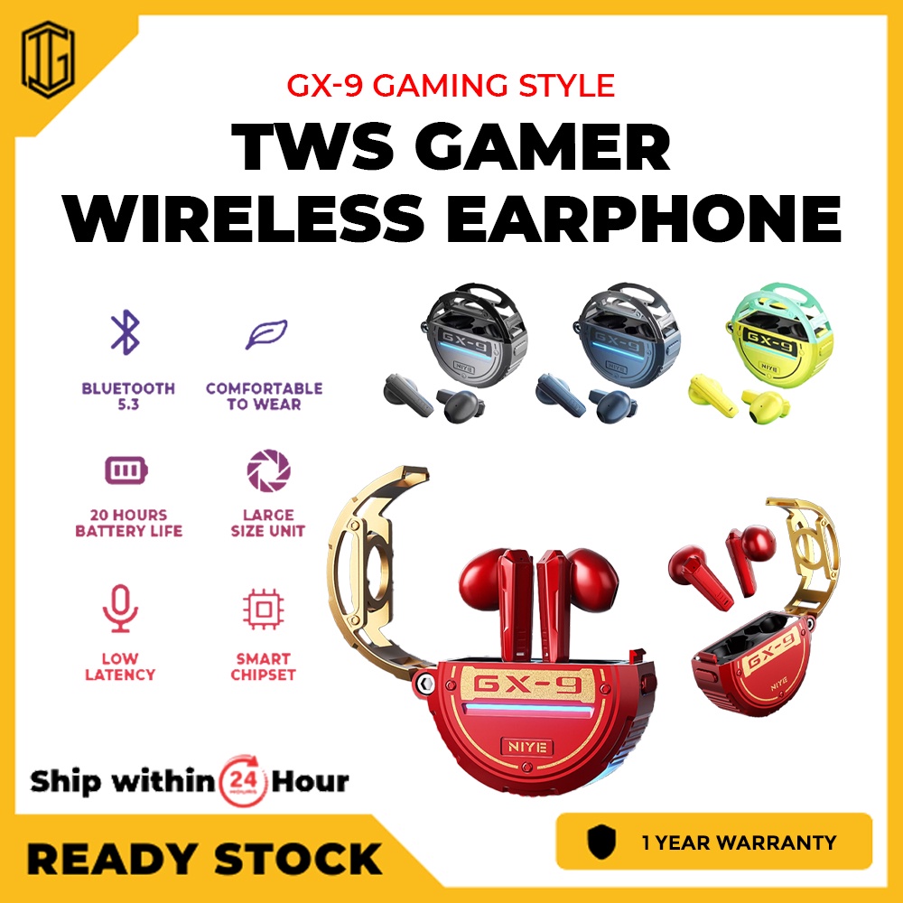GX-9 True Wireless Gaming Bluetooth Earphone 20 Hours Battery Life ...