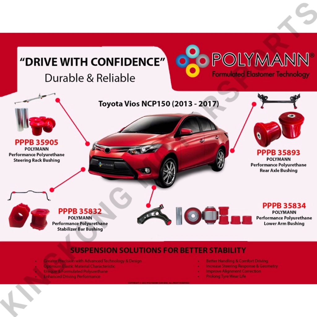 Polymann Toyota Vios NCP150 (2013- 2017) Lower Arm, Steering Rack ...
