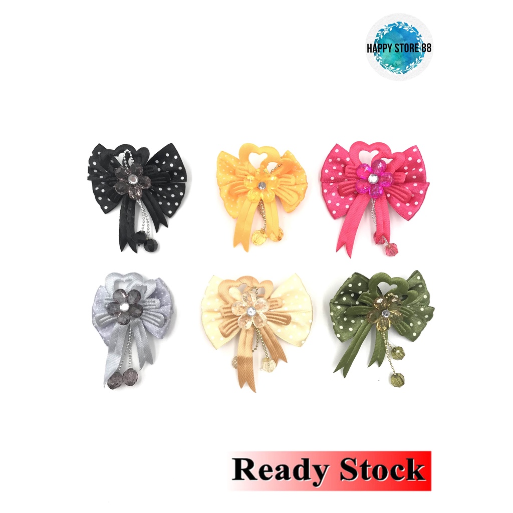 Ribbon Bow Flower Corsage / Bunga Kendarat / Bunga Rozek (1pc) | Shopee ...