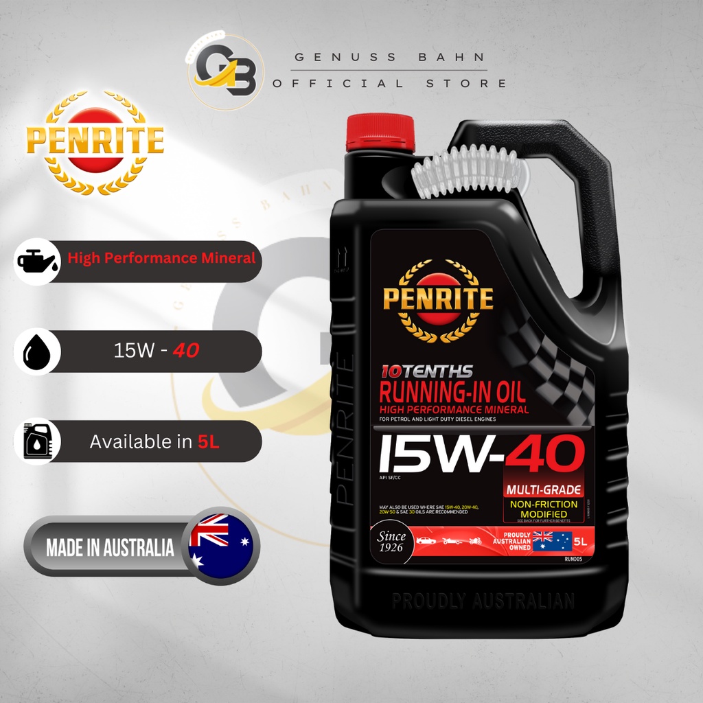 PENRITE Running-In-Oil High Performance Mineral Fully Zinc+ 15W-40 (5L ...