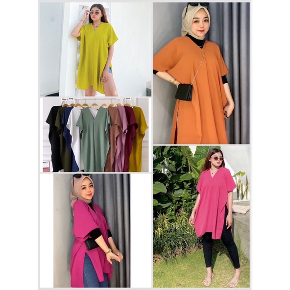 Best Selling!! LONG SQUARE Crinkle Airflow Premium Tops Tunic Women ...