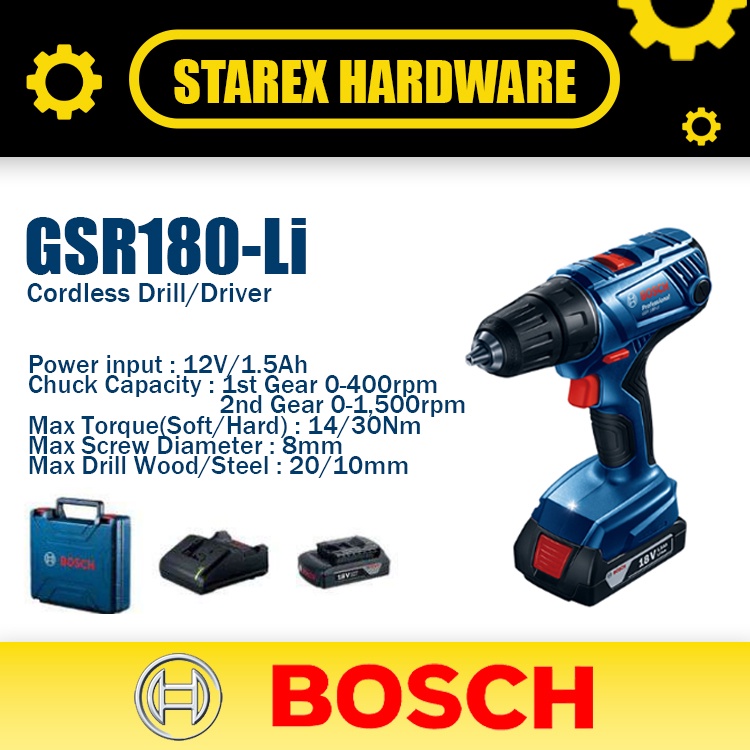 Bosch GSR 180-LI Cordless Drill/Driver | Shopee Malaysia
