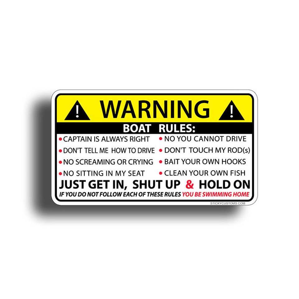 Fun Boat Rules Warning Stickers Boating Dash Label Panel OEM Graphics ...