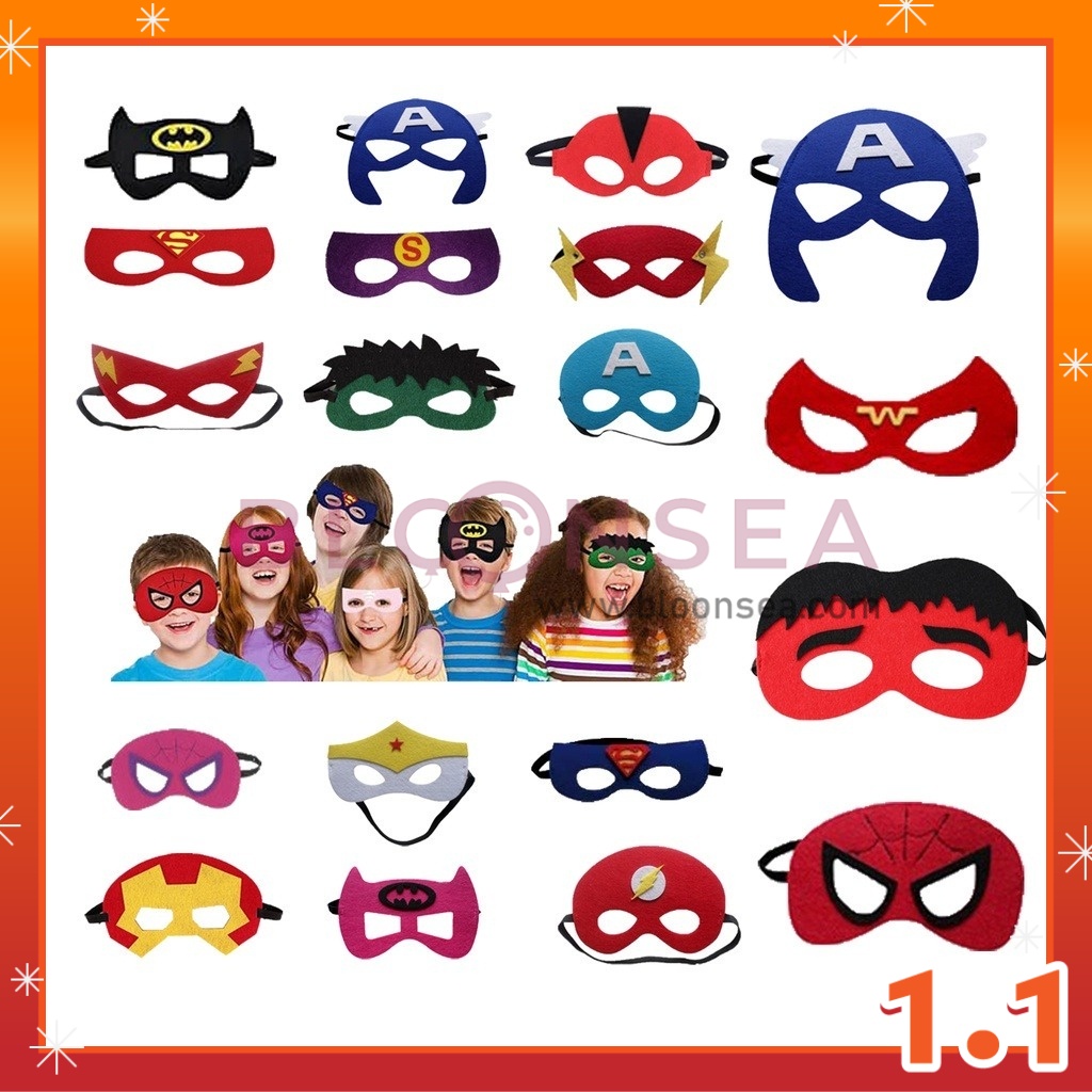 Superhero Mask Kids Cosplay Costume Superman Batman Hulk Iron Man Cape ...