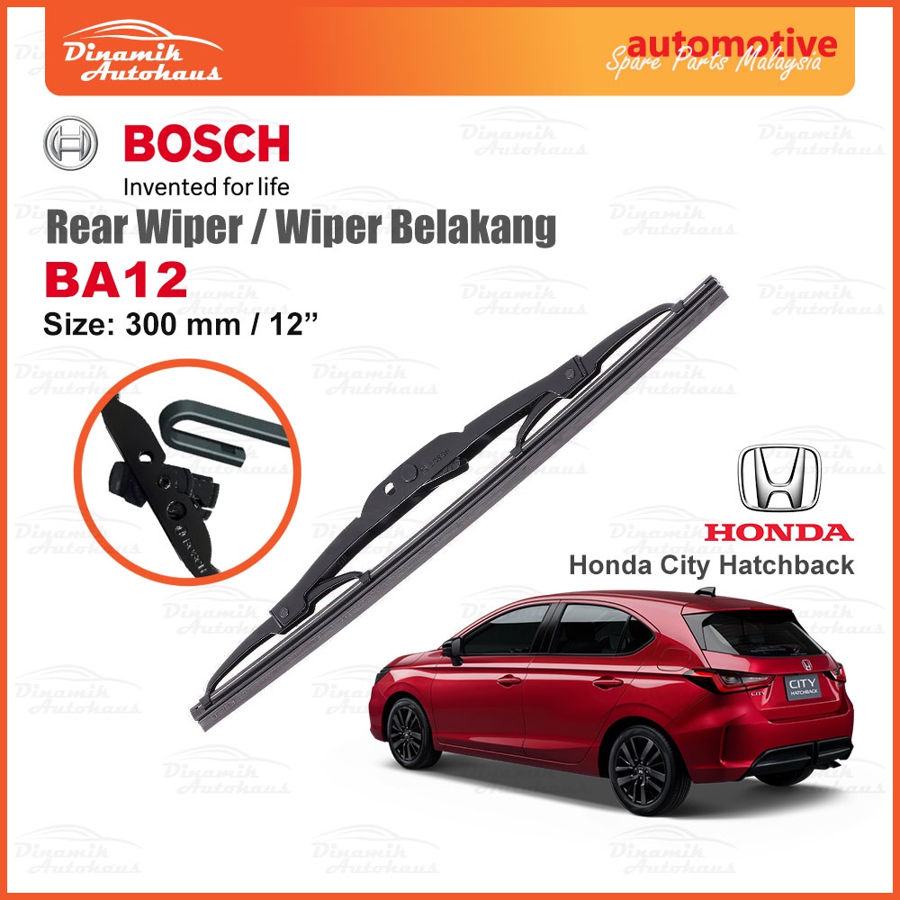 Honda City Hatchback Car Rear Windscreen Wiper (Wiper Cermin Belakang) Size 12" Inch - Bosch ...