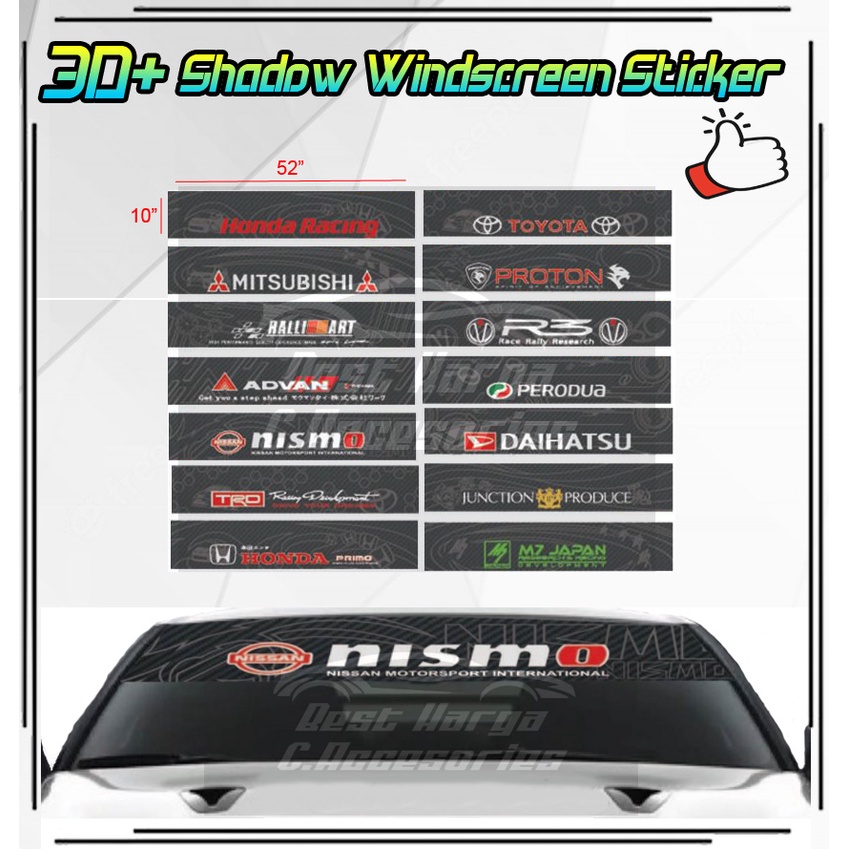 3D Carbon Shadow Universal Car Front Windscreen Sticker Toyota TRD ...