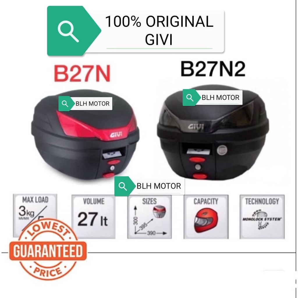 GIVI BOX B27NX B27N2 B27 27 Liter E250N2 E250 E250N Top Case Y15 Y16 ...