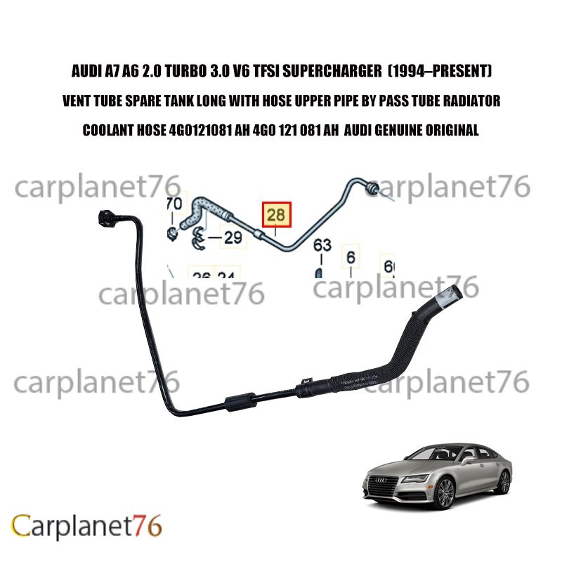 AUDI A7 A6 2.0 TURBO 3.0 V6 TFSI SUPERCHARGER SPARE TANK LONG HOSE ...