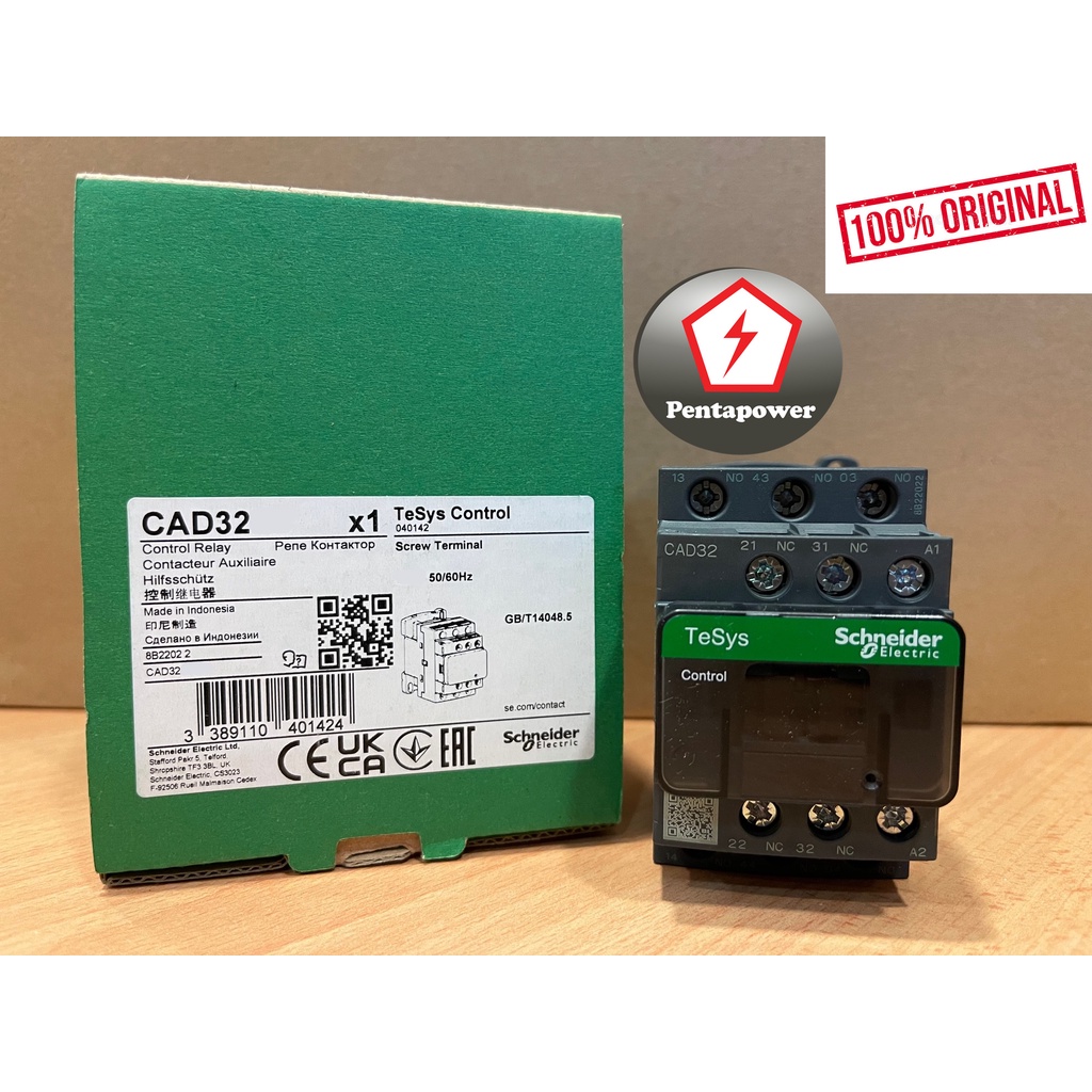 Schneider CAD32 Control Relay 3NO+2NC (AC) (CAD32B7 CAD32E7 CAD32F7 ...