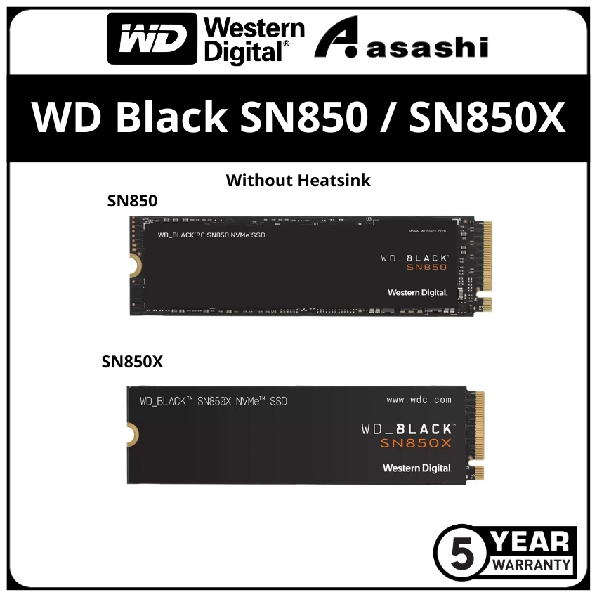 Western Digital WD Black SN850 / SN850X M.2 2280 PCIE Gen4 X4 NVMe SSD - with Heatsink without ...