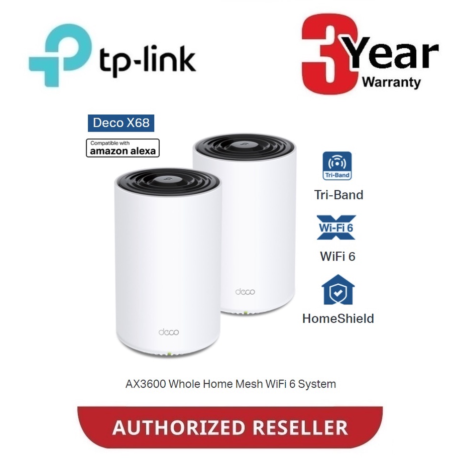 TP-Link Deco X68 - AX3600 Whole Home Mesh WiFi 6 System ( 2-Pack / 3 ...