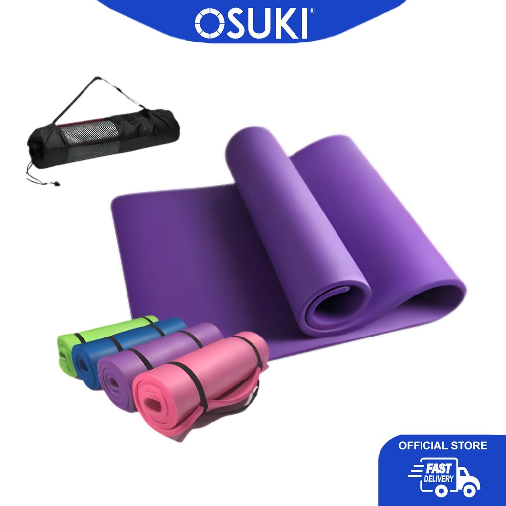 OSUKI Yoga Mat Non-Slip Thick 10mm Exercise Mat - Purple [Free Carry ...