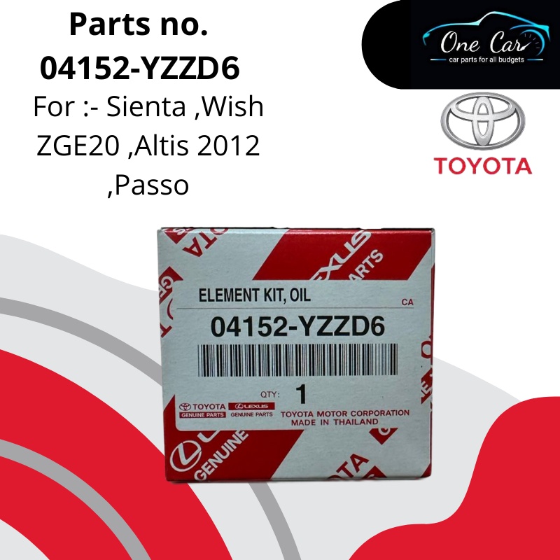 Oil Filter Toyota Sienta ,Wish ZGE20 ,Altis 2012 ,Harrier ZSU60 ,Lexus ...