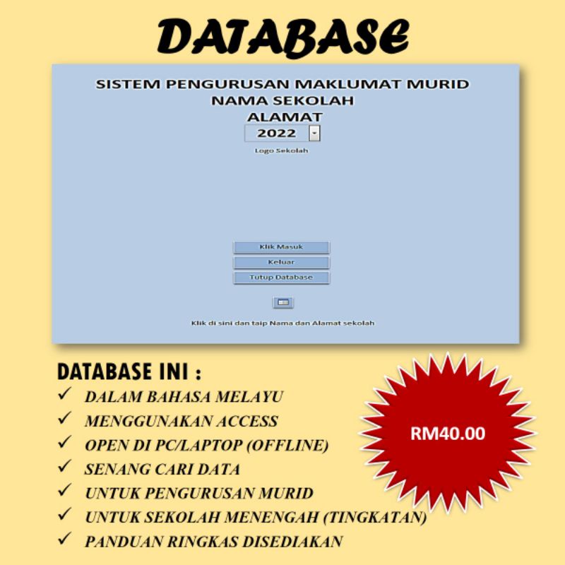 Database Pengurusan Maklumat Murid | Shopee Malaysia