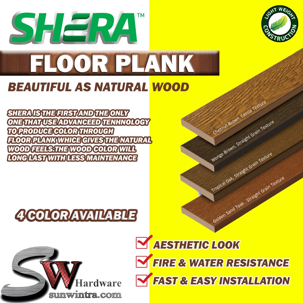 SW SHERA FLOOR PLANK /PAPAN LANTAI (STRAIGHT GRAIN & CASSIA) 2.5CM X ...