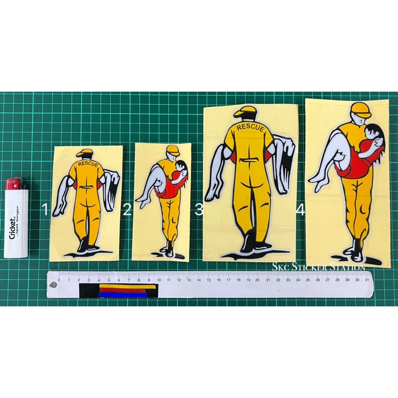 Rescue Man / Rescue Team (Front & Rear) Big & Small Sticker Cutting ...