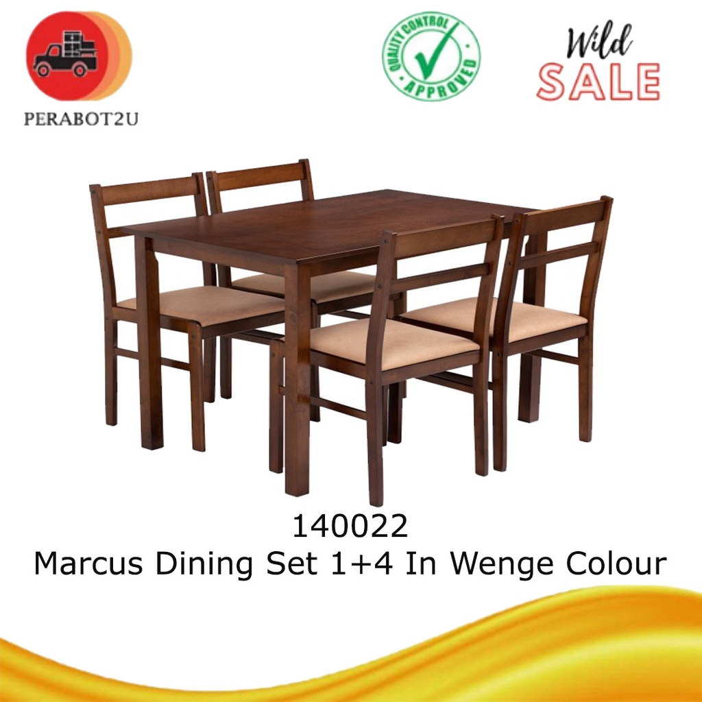 P2U 1+4 Solid Wood Dining Set / Set Meja Kerusi Makan / Dining Table Chair /Eating Table Set ...