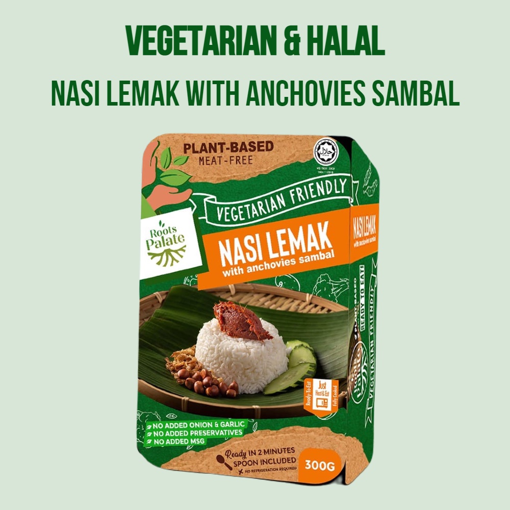 Roots Palate Vegetarian Food Halal - Nasi Lemak with Anchovies Sambal ...