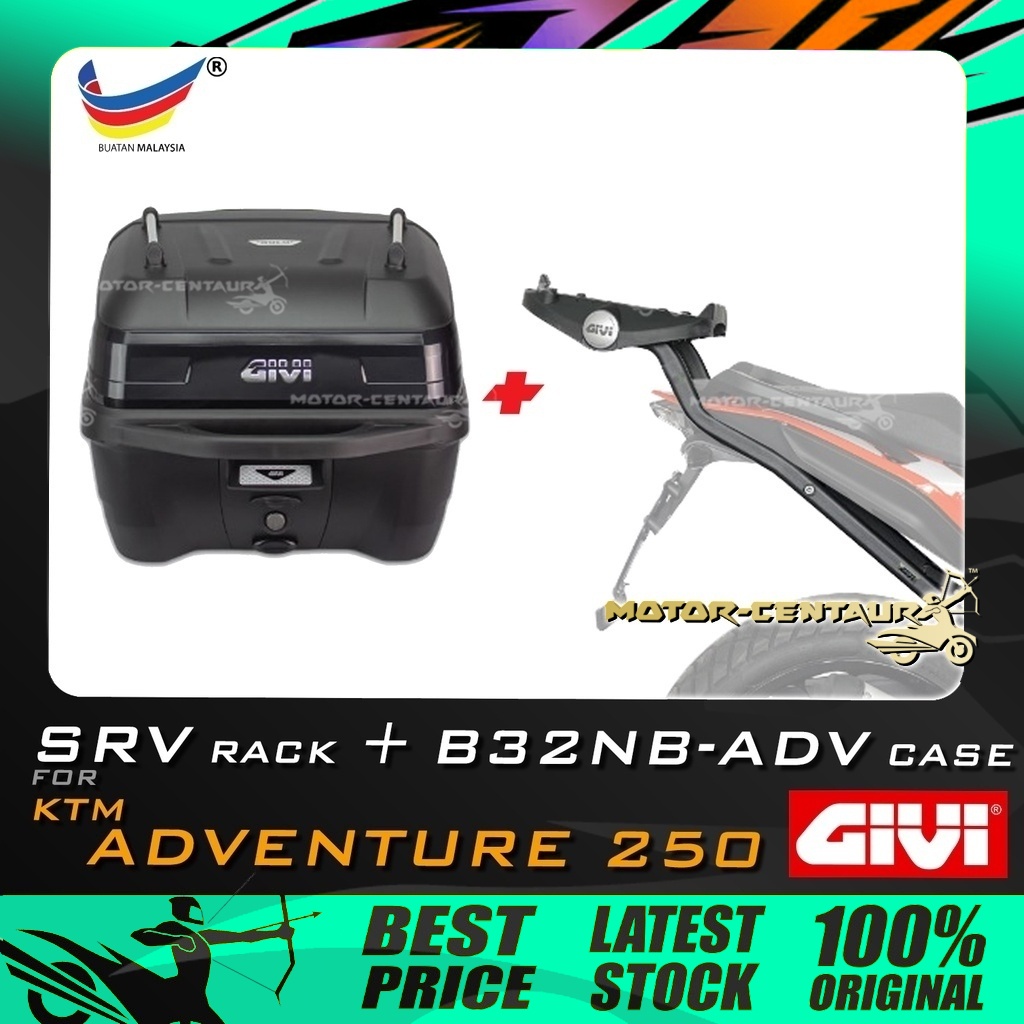 SET KOMBO KOTAK/BOX GIVI GIVI B32NB-ADV TOP CASE + GIVI KTM ADVENTURE 250 SRV SPECIAL RACK ...