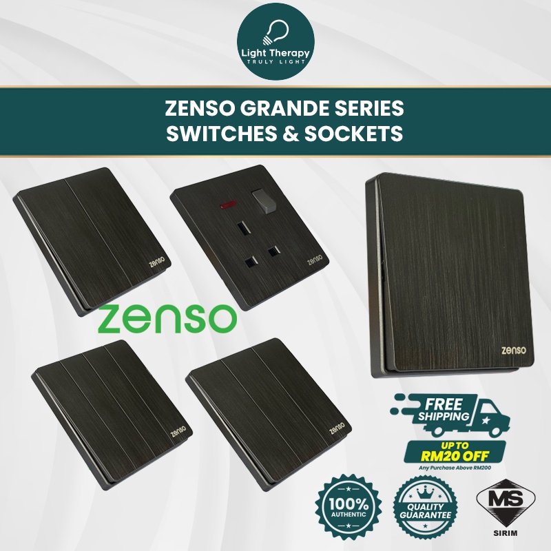ZENSO Grande Series Black Color Switches & Socket Suis Lampu Warna ...