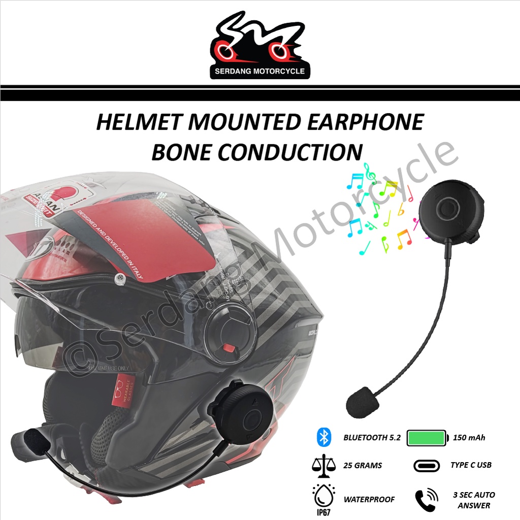 V18 Helmet Mounted Earphone Bone Conduction Bluetooth Headset Rider ...