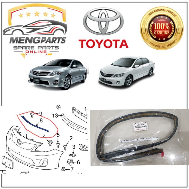 ORIGINAL TOYOTA ALTIS 08Y-2018Y FRONT BUMPER TOP SEAL 53395-02050 ...