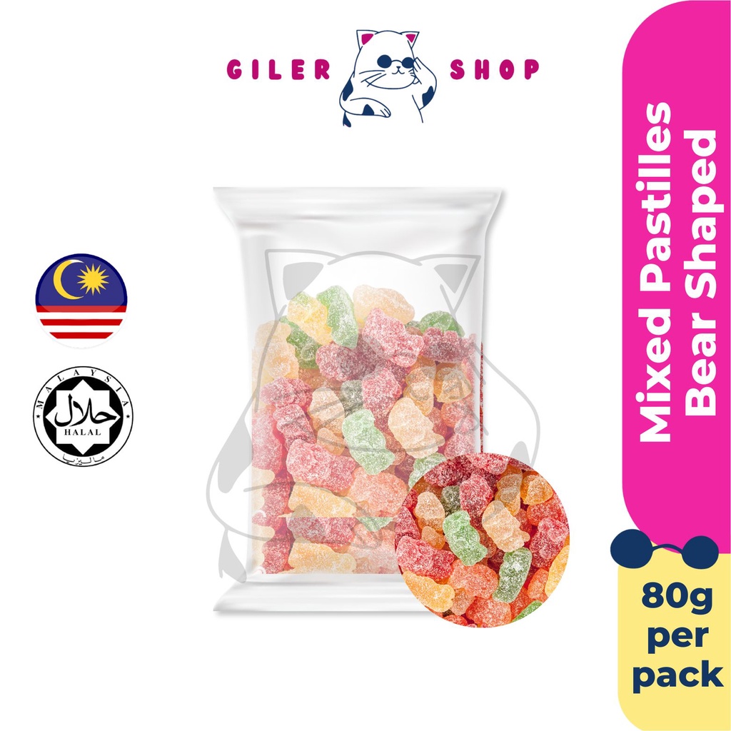 Gummy Jelly Sweets Candy 80g Gummy Worm Shaped Mix Pastilles Jelly Asam Rainbow Candies Jelly ...