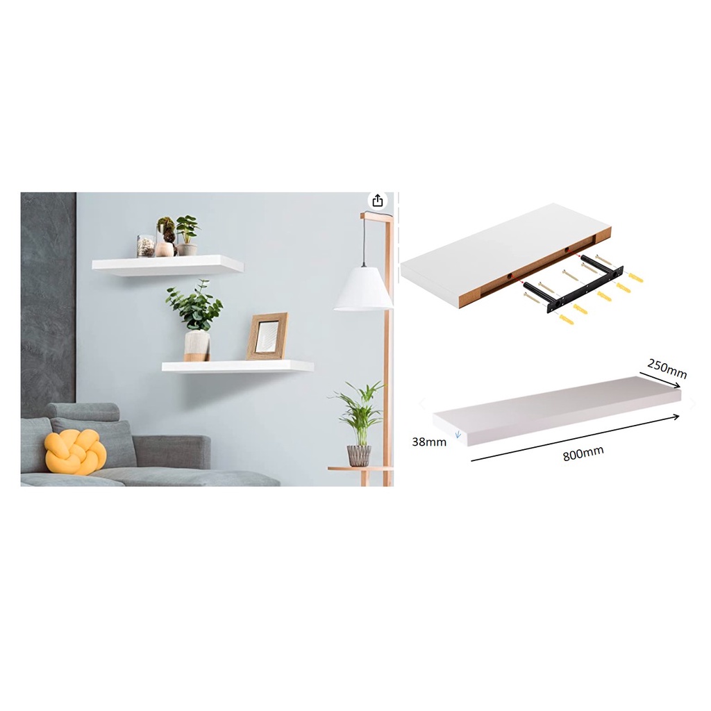 Floating Shelves & wall shelves size 800mm x 250mm x 38mmthk | Shopee Malaysia