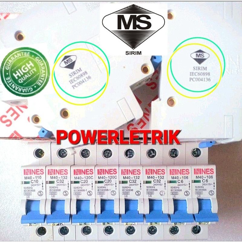NES MCB~MINIATURE CIRCUIT BREAKER 2/3POLE 6KA ( SIRIM APPROVED) 2 POLE ...