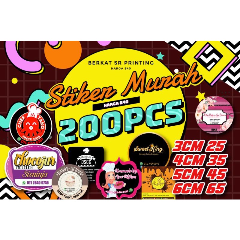 200PCS stikerlabel produk murah/sticker hari raya/stiker hari jadi ...