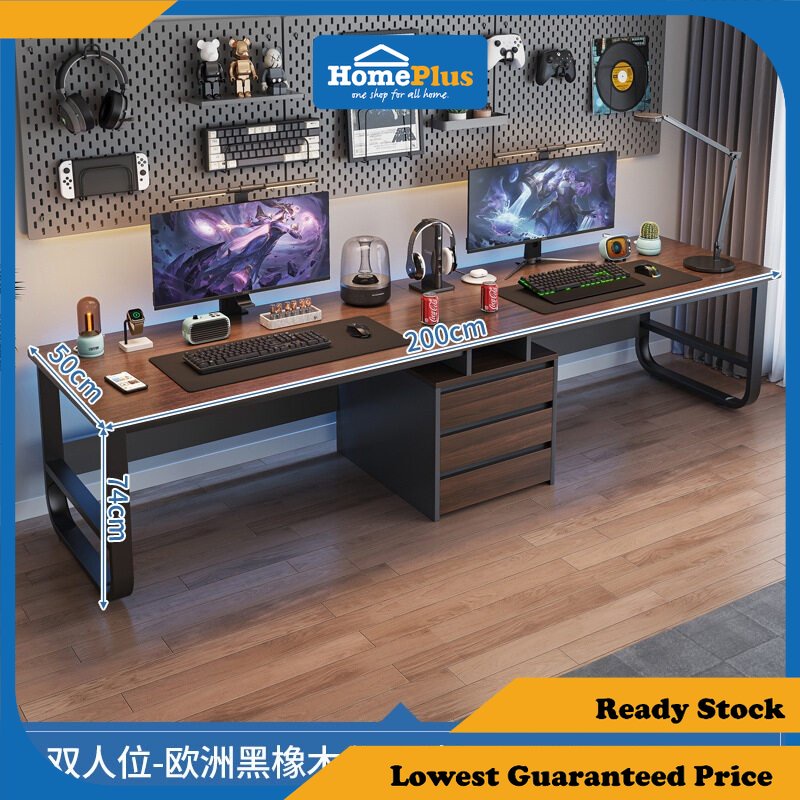 HOMEPLUS 200CM Meja belajar Computer Study Table With Drawer Wood PC ...