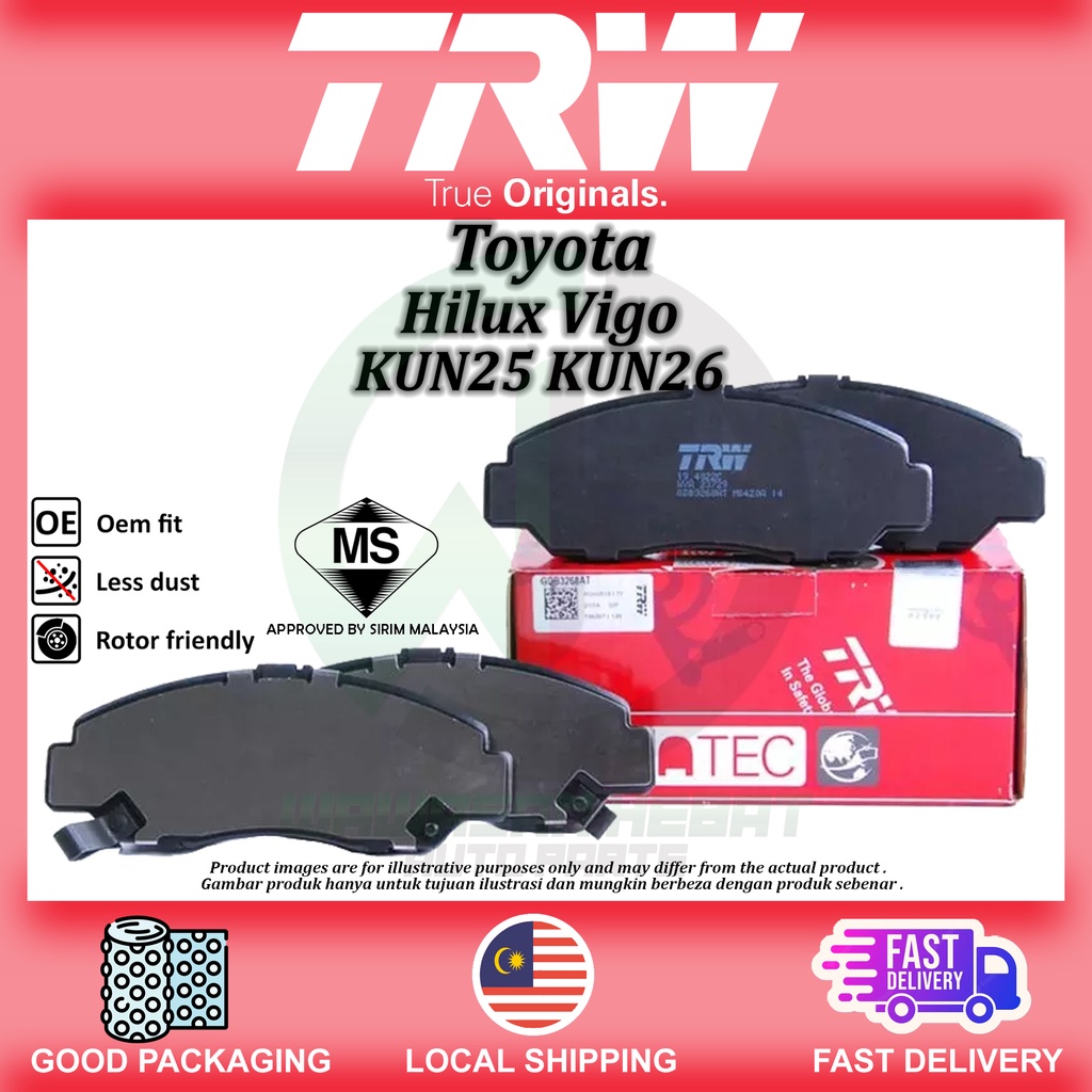Toyota Hilux Vigo KUN25 KUN26 Front Brake Pad , Disc Brake Pads TRW ...