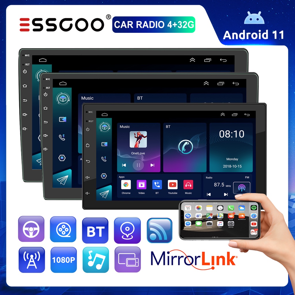 ESSGOO 【4+32GB】 2 din 7"/9"10" Android Car Player Multimedia MP5 Player Mirror link Vedio WiFi ...
