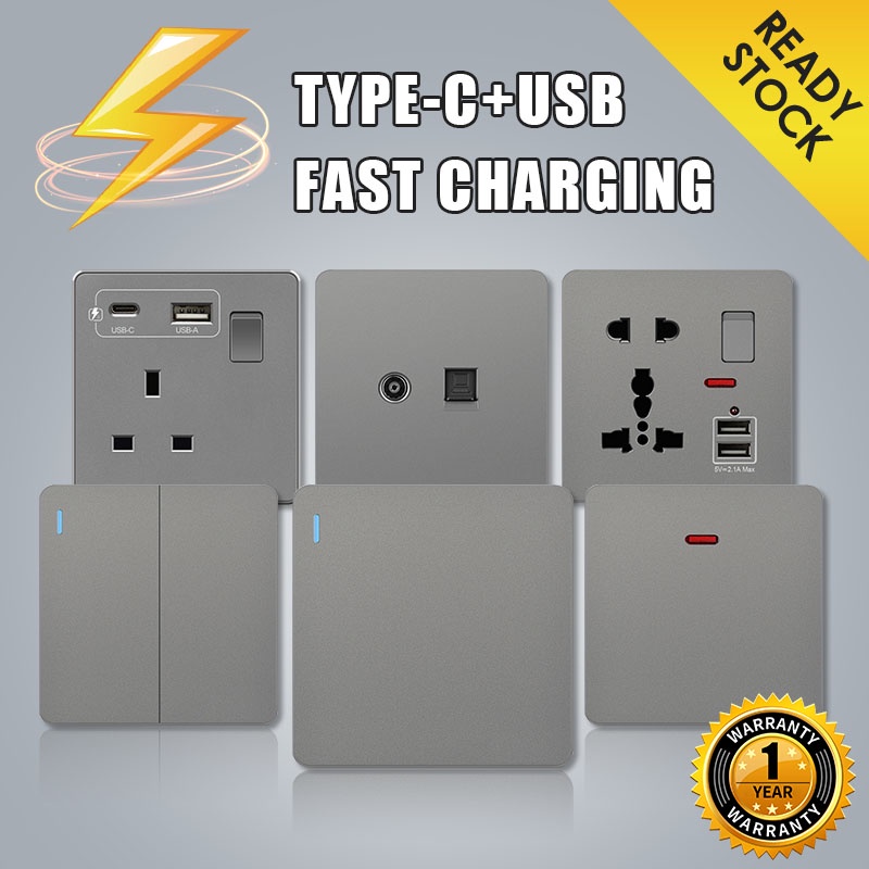 ELEGAN wall universal usb socket wall light switch led indicator power ...