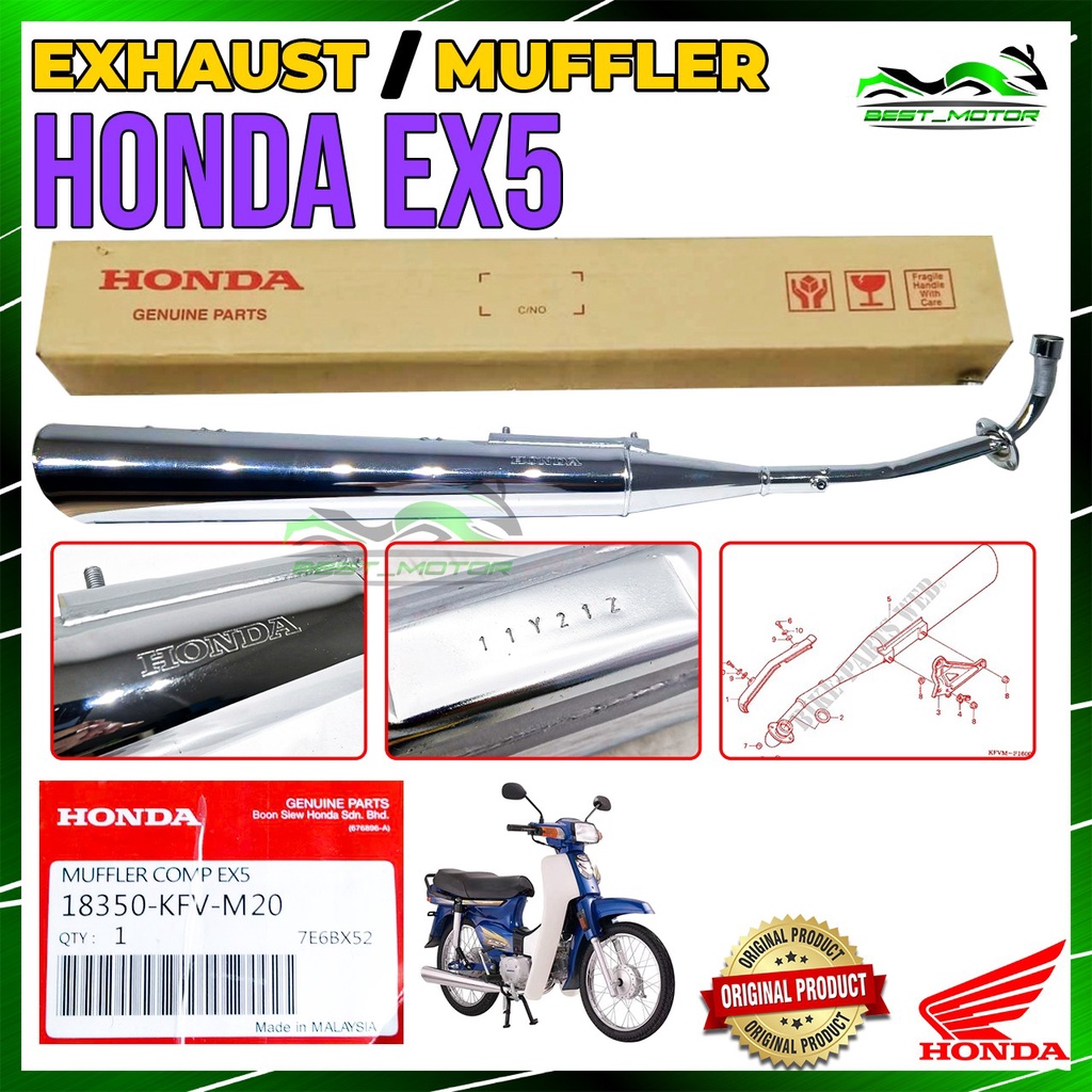 100% ORIGINAL HONDA EXHAUST MUFFLER COMP HONDA EX5 DREAM EX5 HP EXZOS ...