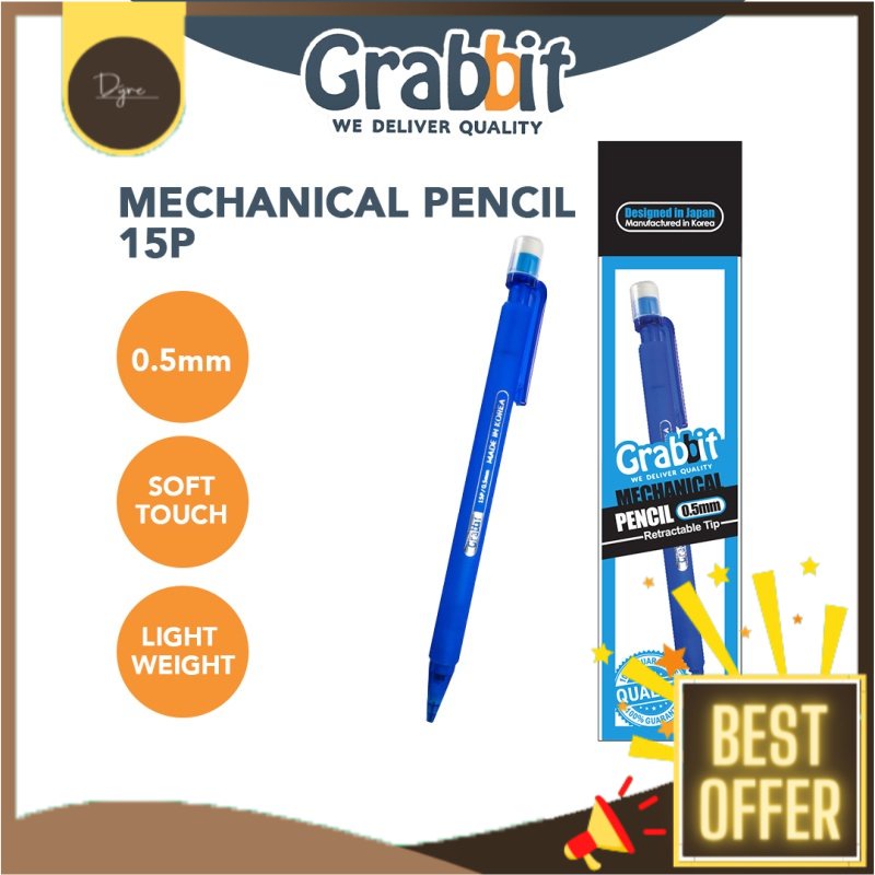 Mechanical Pencil 15P Blue Barrel 0.5mm GRABBIT GRAB-MP-15P | Shopee ...