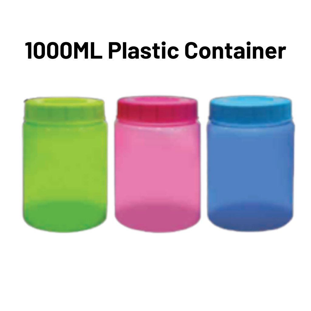 1000ML Plastic Container with Screw Lid Food Storage Bekas Makanan ...