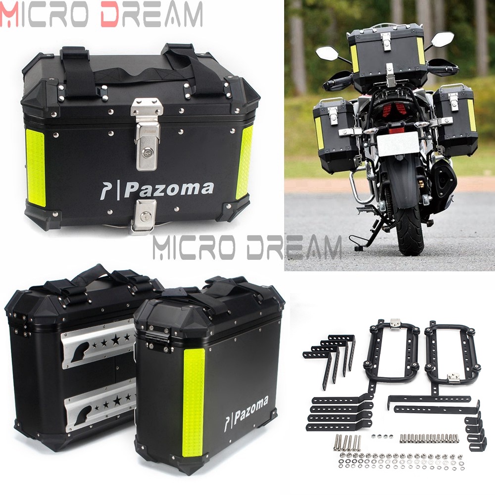 Universal Side Cases Pannier Travel Trunk Tool Bag Aluminum Motorcycle ...