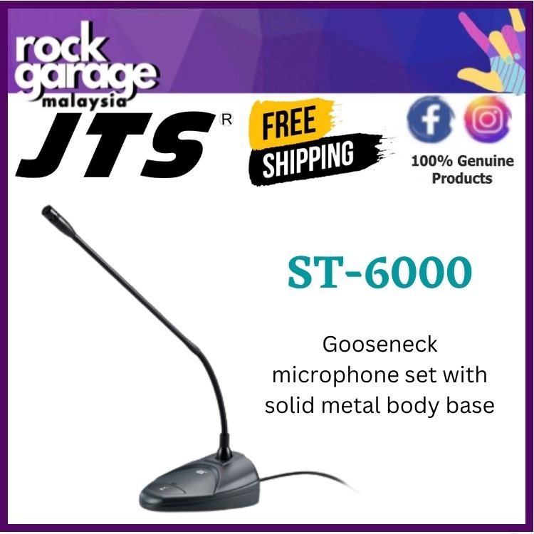 JTS ST-6000 Gooseneck microphone set with solid metal body base ( ST6000 / ST 6000 ) | Shopee ...