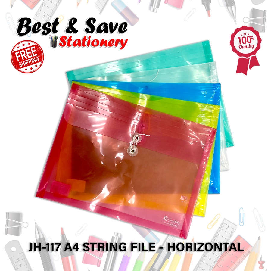 BEST & SAVE NEW JH-117 - 5 COLOUR A4 STRING FILE HORIZONTAL - 5 WARNA ...